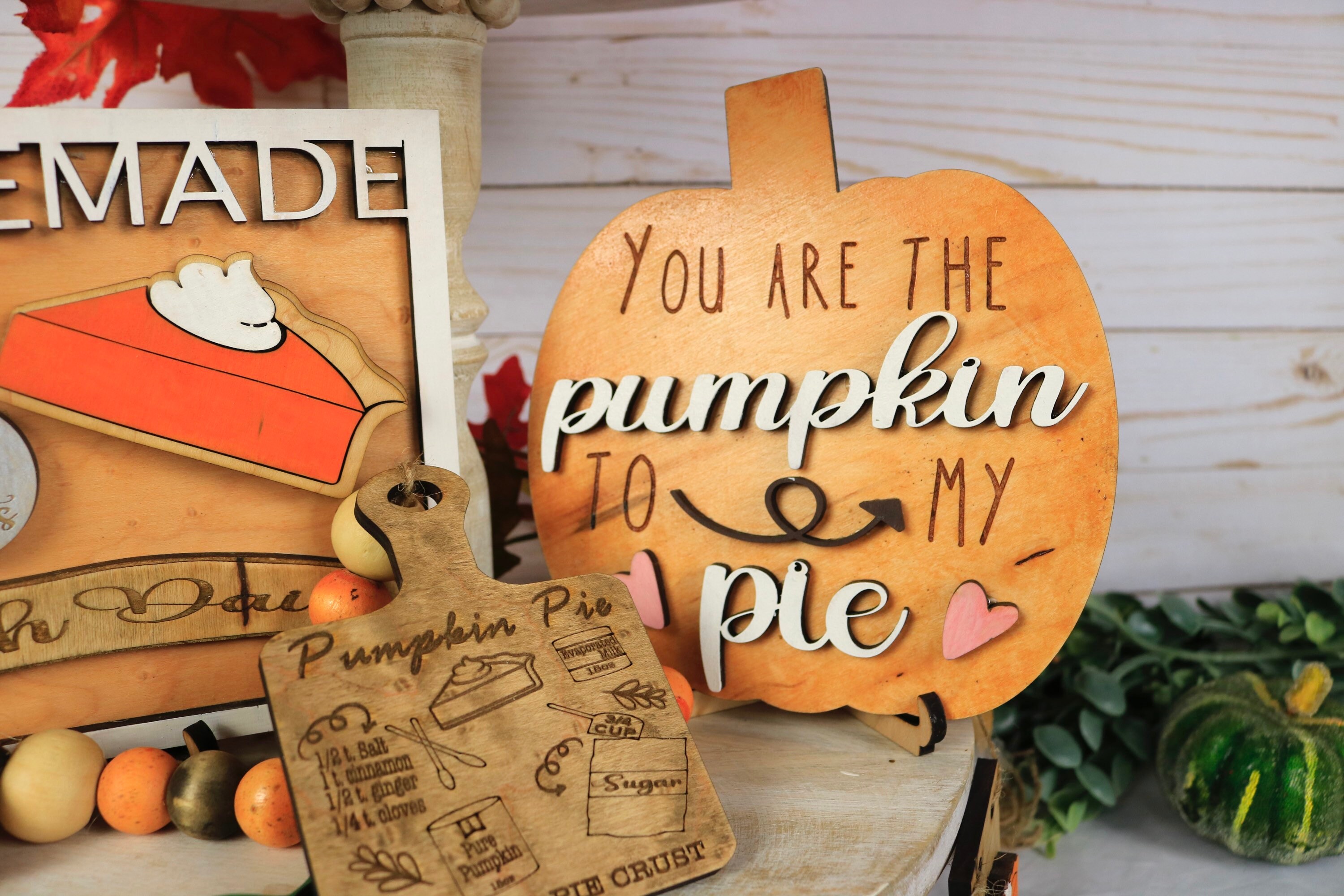 Pumpkin Pie Tiered Tray Decor, Fall Tiered Tray Decor, Interchangeable ...