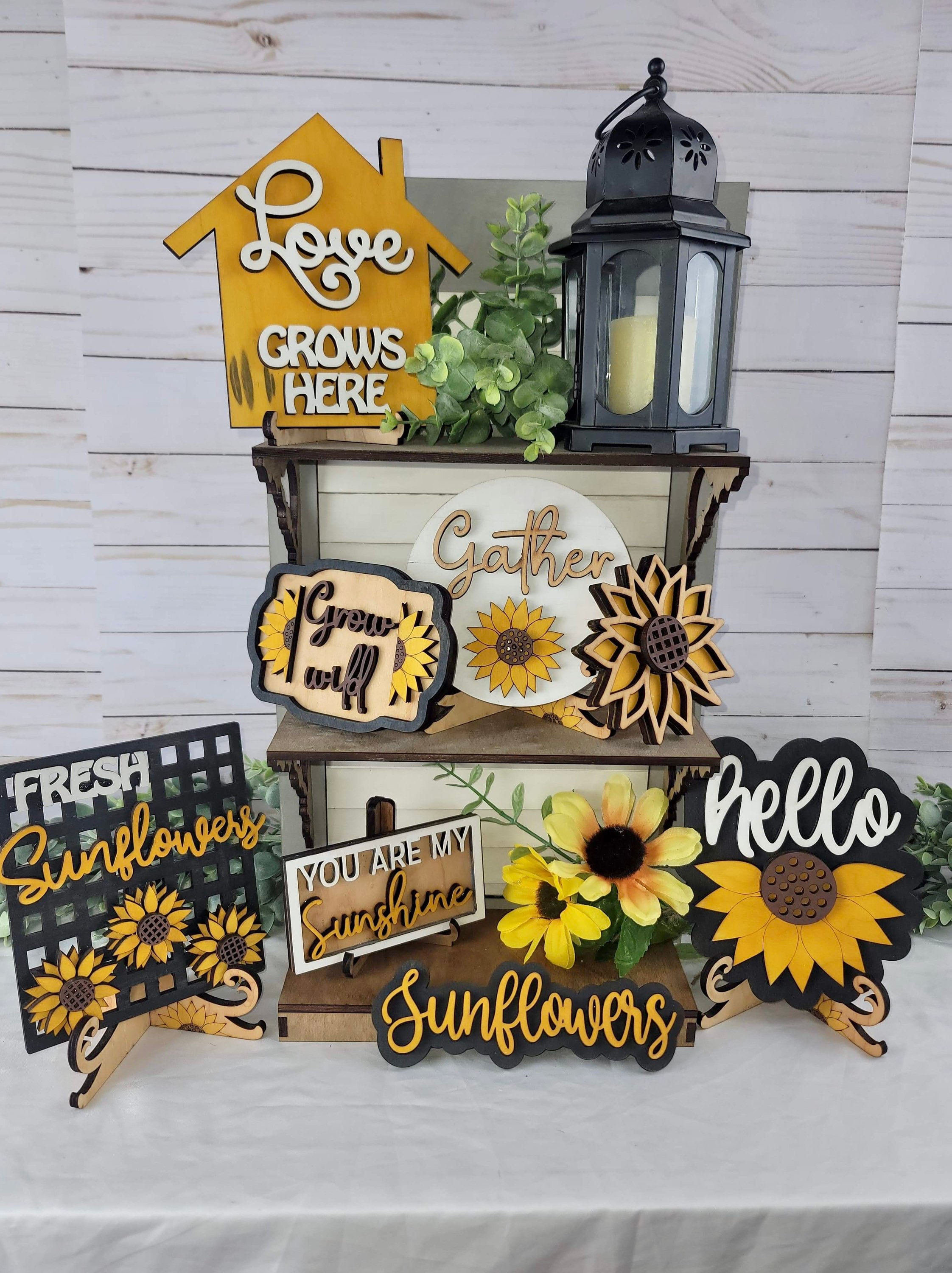 Sunflower Tiered Tray, Cheerful Home Decor, Mini Home Signs, Gift for ...