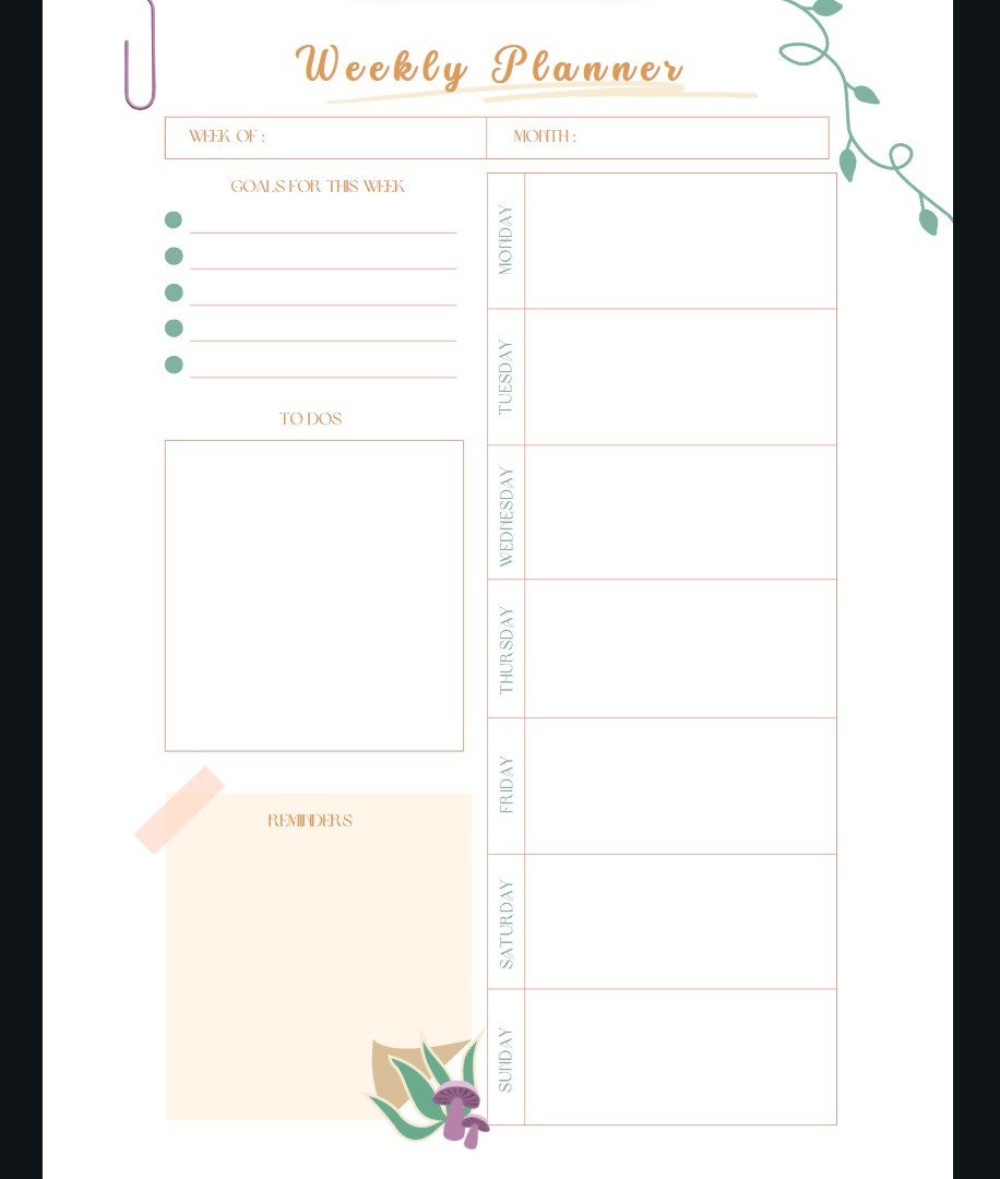 Printable 8.5 X 11 Weekly Planner Pages, Reuseable Weekly Planner ...