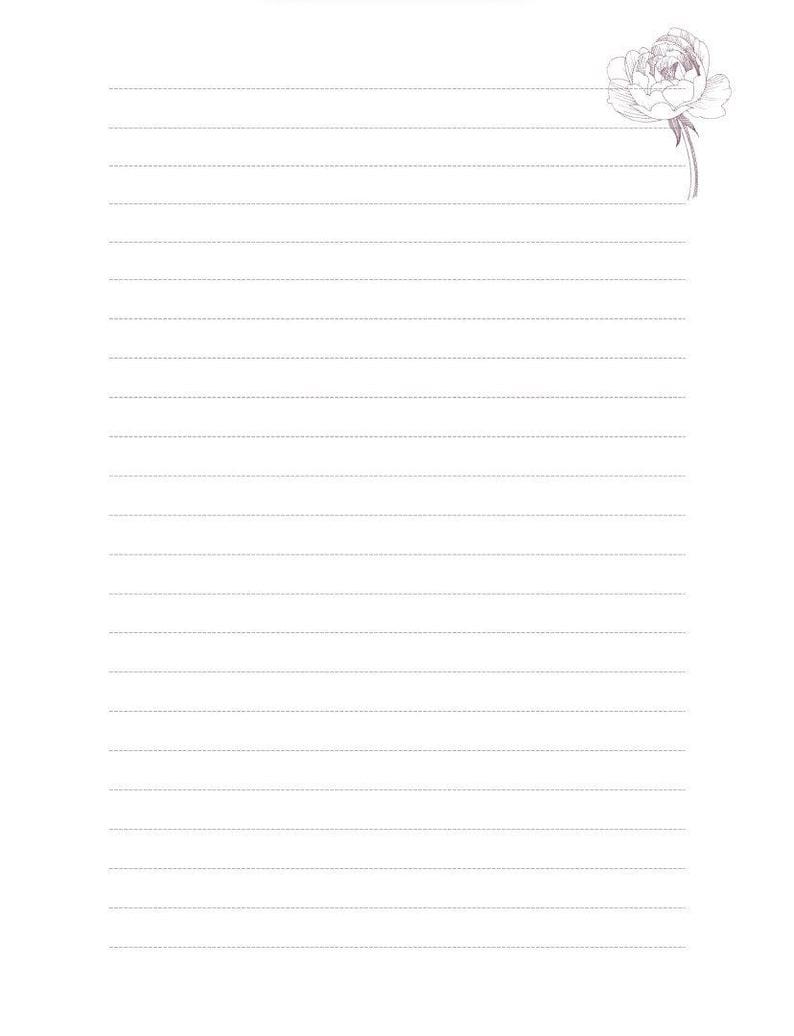 Printable Lined Journal Stationary Blank Pages, Peonies Binder ...