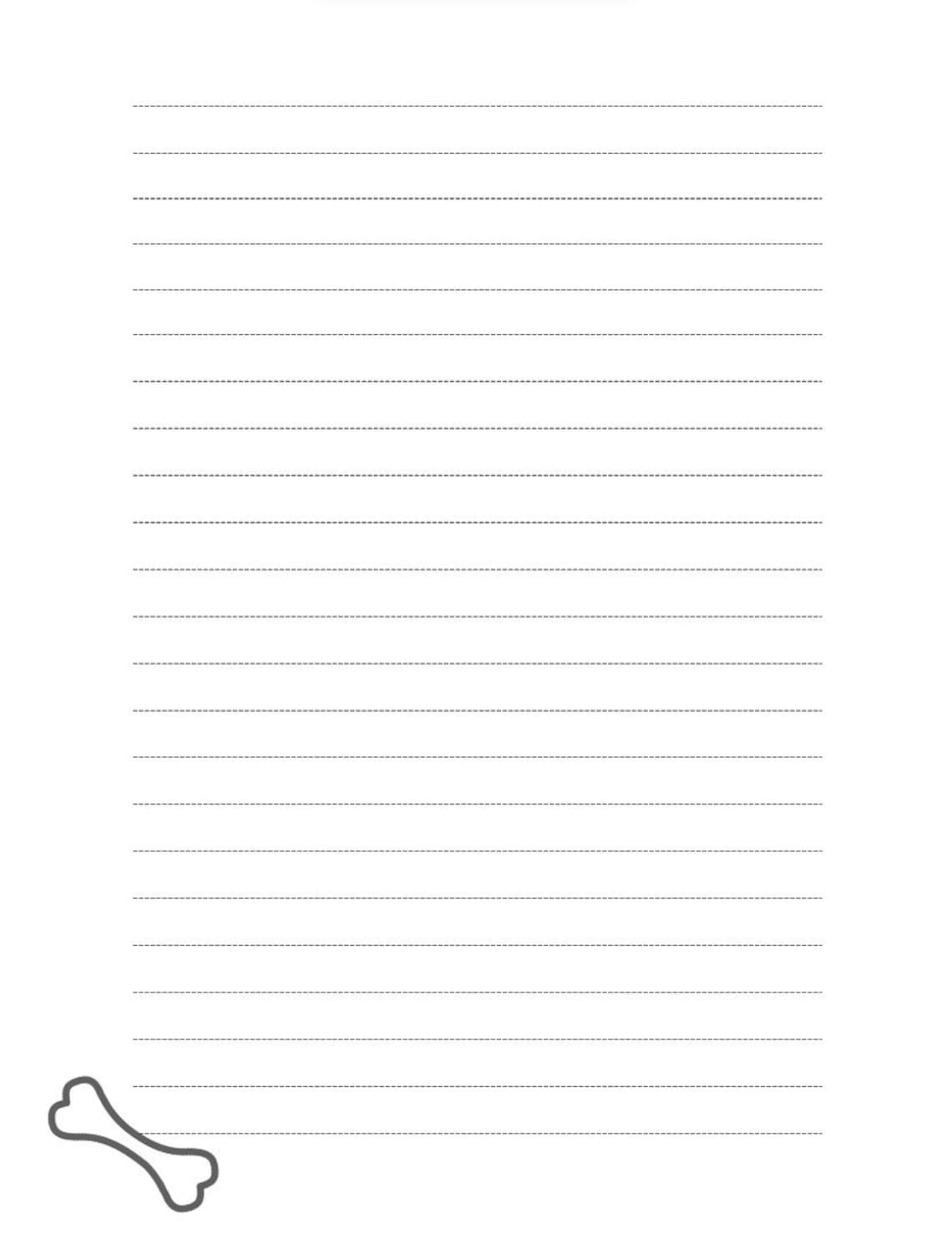 Printable Lined Journal Stationary Blank Pages, Paw Prints & Bone ...