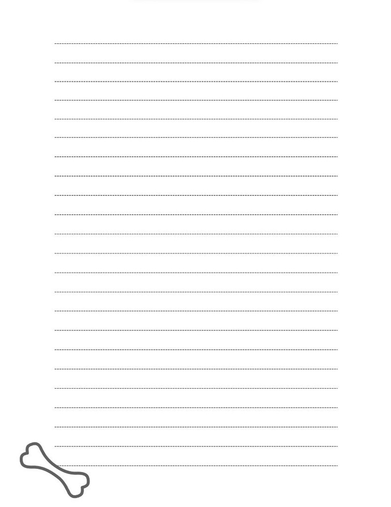 Printable Lined Journal Stationary Blank Pages, Paw Prints & Bone ...