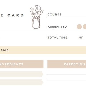 Printable Cookbook Recipe Pages, Soft Beige Recipe Binder Printable ...