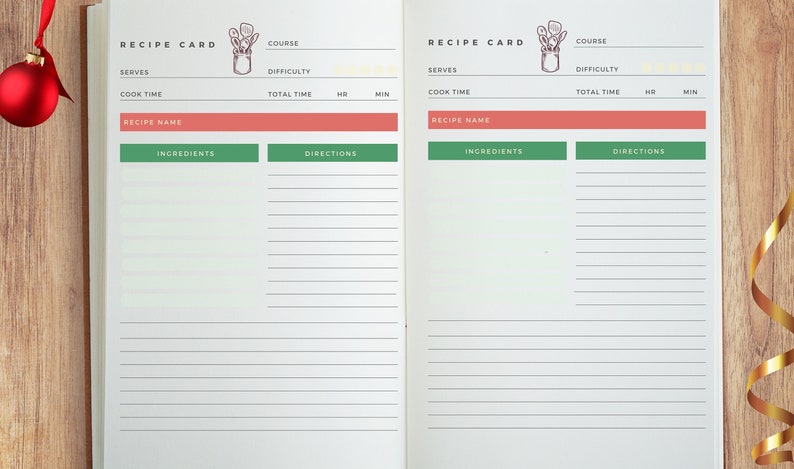 Printable Cookbook Recipe Pages, Timely Traditions Recipe Binder ...