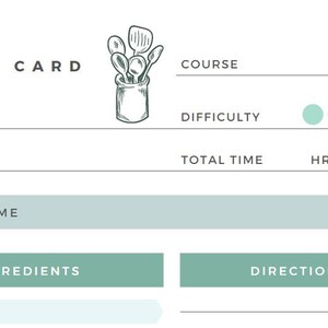 Printable Cookbook Recipe Pages, Seafoam Surf Blue Green Recipe Binder ...