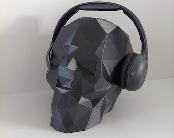Skull Headphone Holder, 3D Printed, Death's Head Headphone Stand ...
