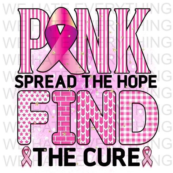 Pink Spread the Hope Find the Cure Png - Etsy