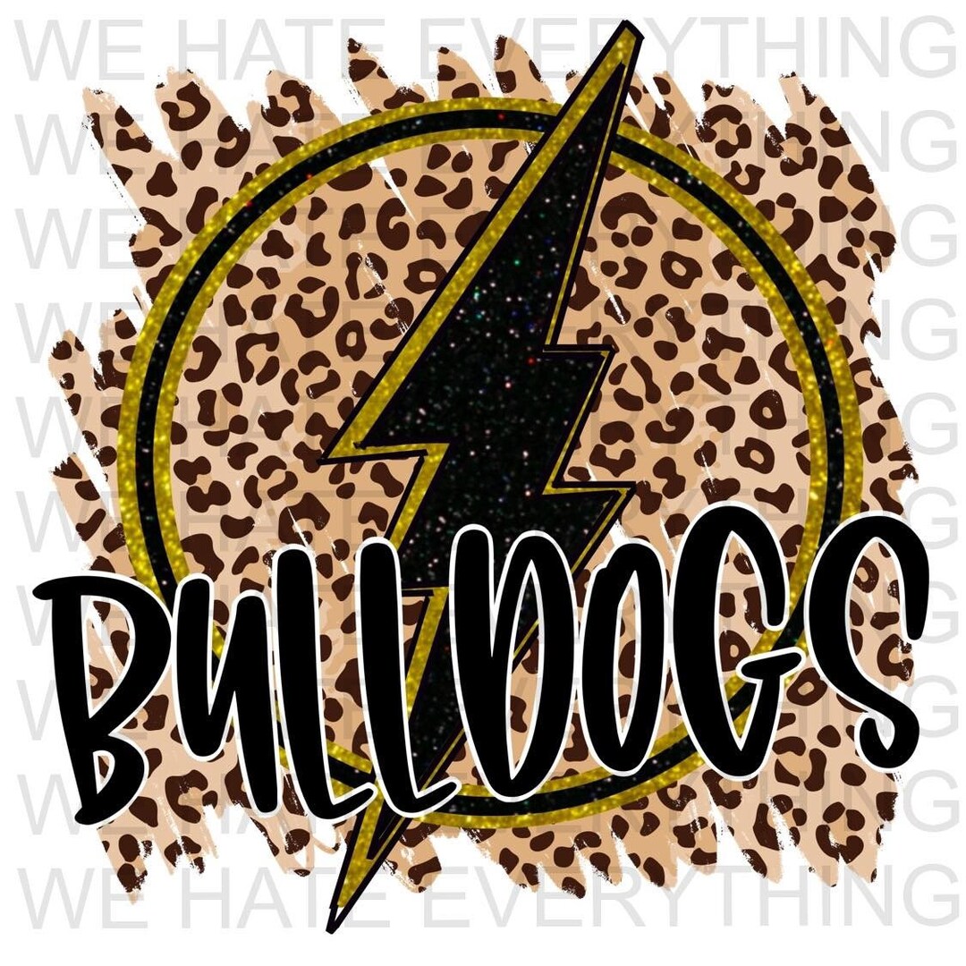 Bulldogs Black Gold Leopard Print Glitter Lightning Bolt - Etsy