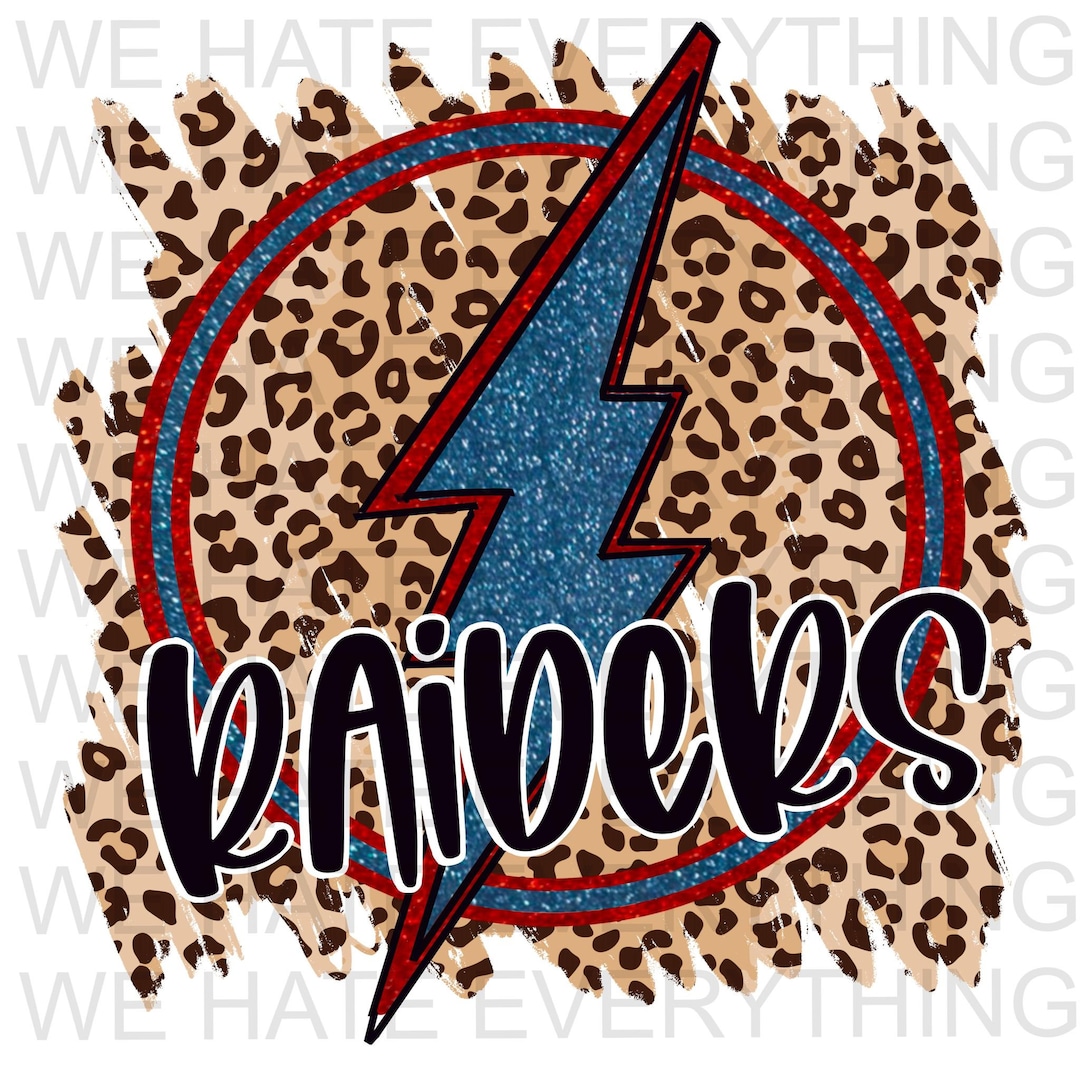 Raiders Red Light Blue Leopard Print Lightning Bolt - Etsy