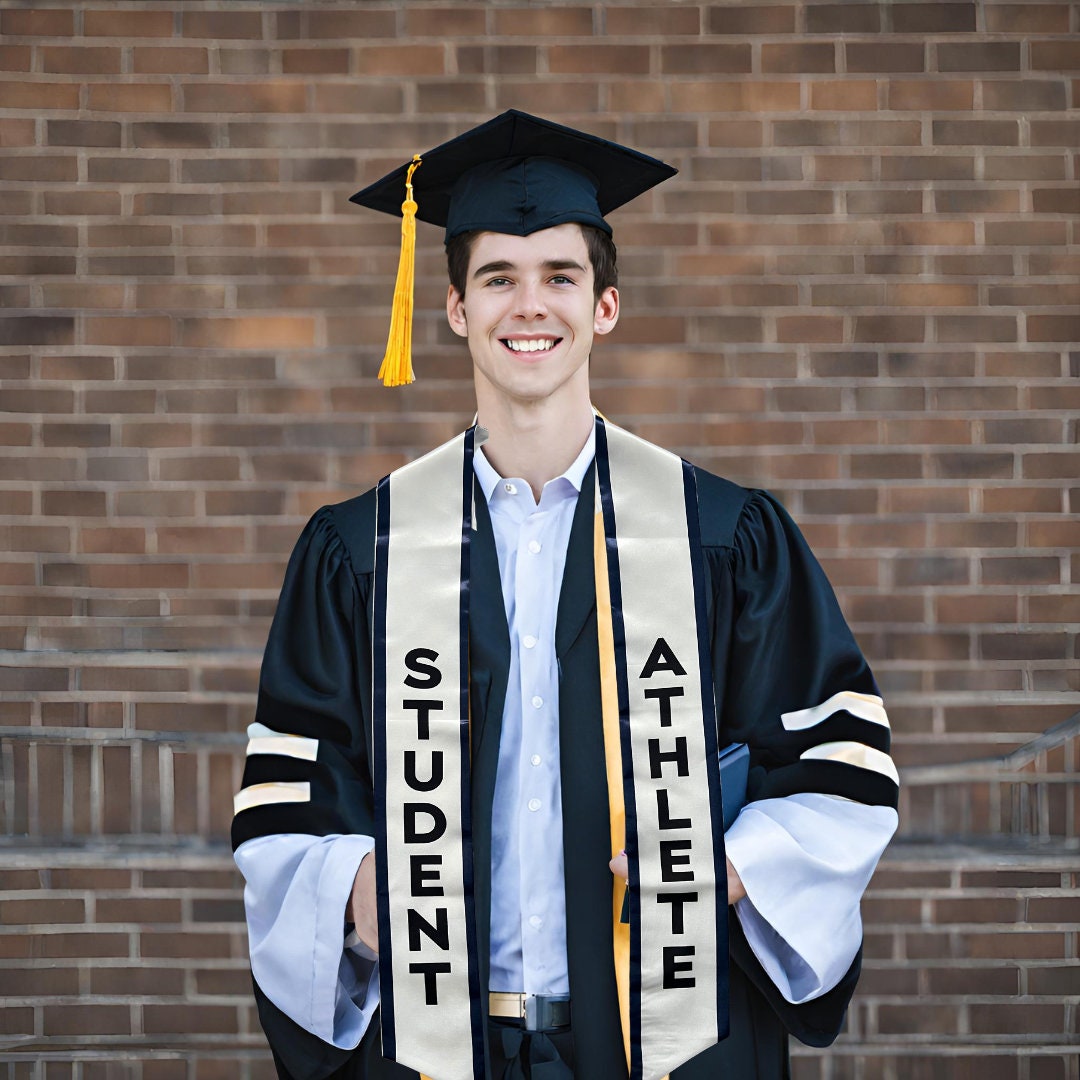 Student Athlete Sublimated Graduation Stole/ Sash white/navy/black - Etsy
