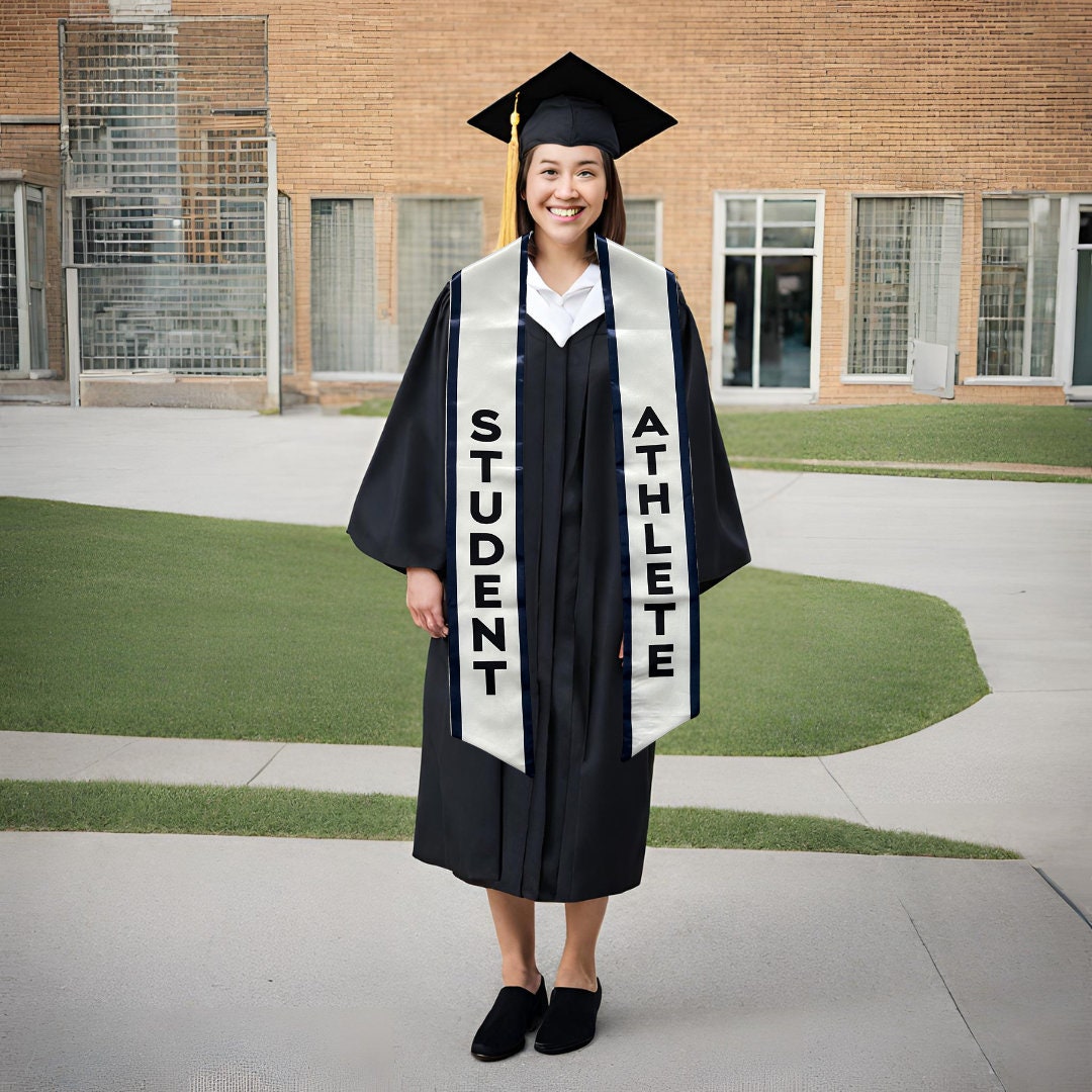 Student Athlete Sublimated Graduation Stole/ Sash white/navy/black - Etsy