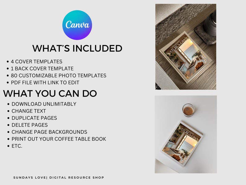 Decorative Coffee Table Book, DIY Digital Canva Downloadtravel Photo ...