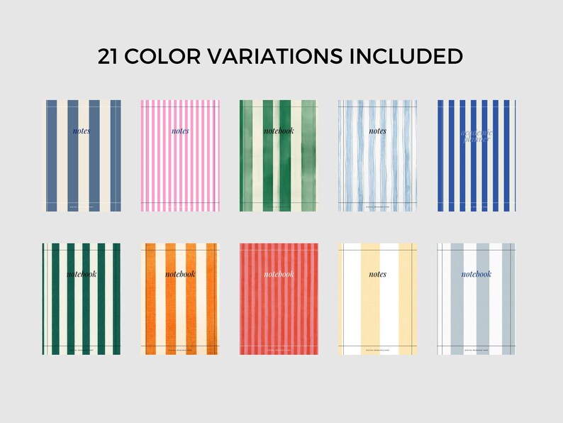 84 Striped Digital Notebook Covers for Goodnotes, Notability Goodnotes ...