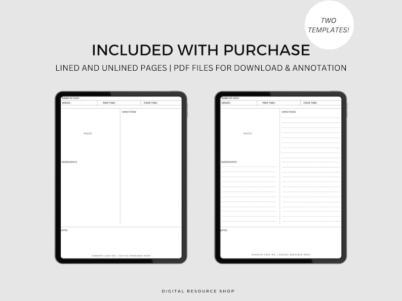Digital Recipe Book for Goodnotes, Notability, Digital iPad Recipe ...