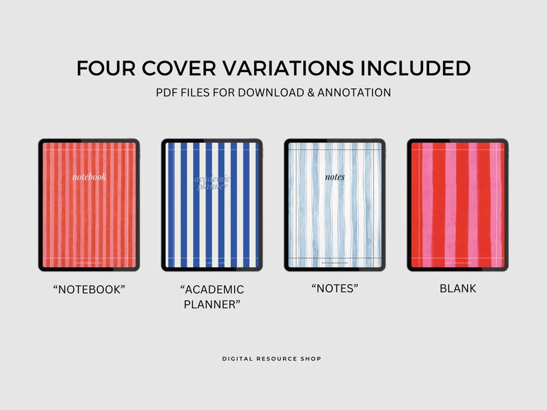 84 Striped Digital Notebook Covers for Goodnotes, Notability Goodnotes ...