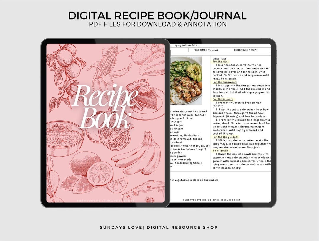 Digital Recipe Book for Goodnotes, Notability, Digital iPad Recipe ...