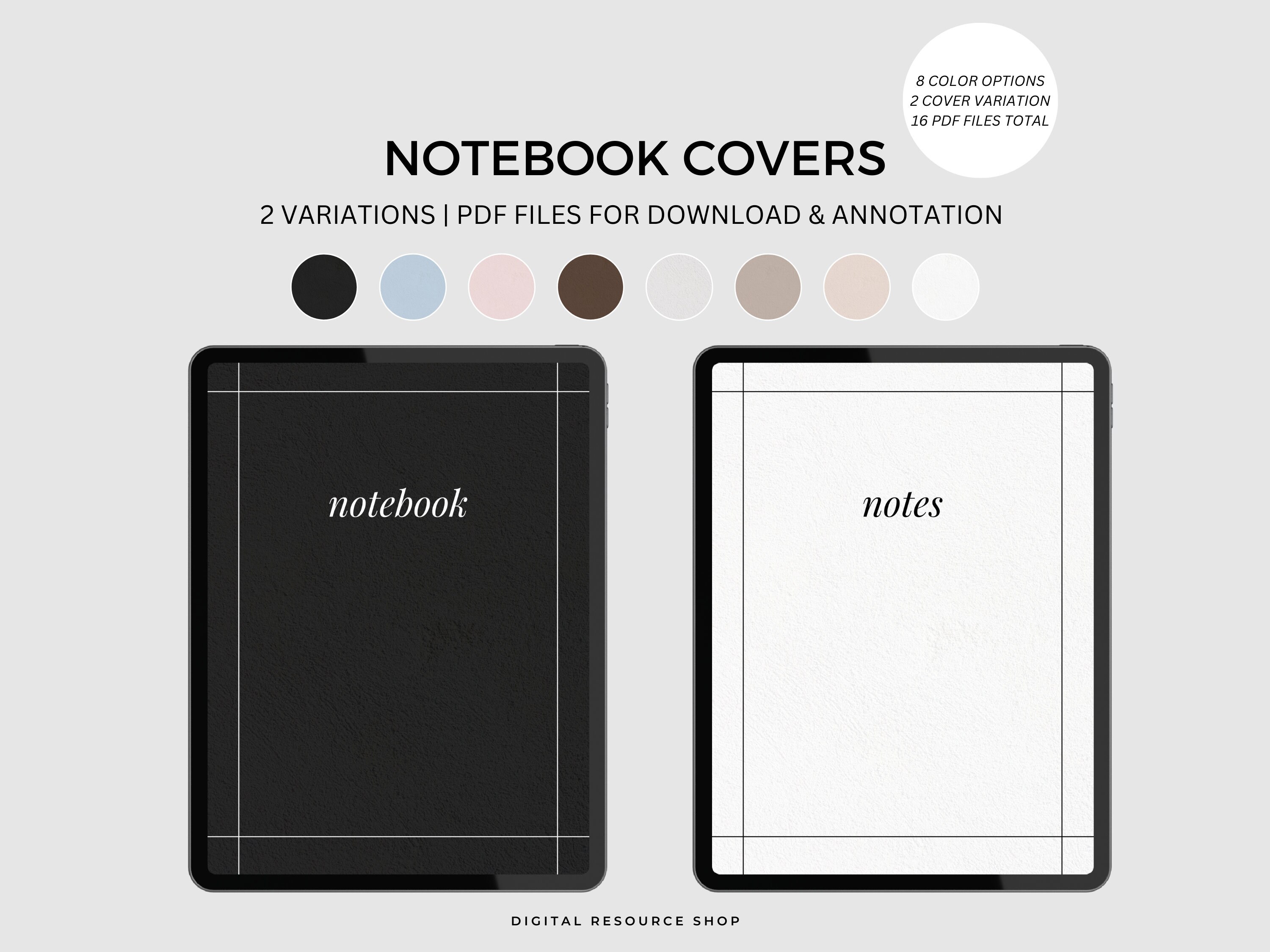 16 Digital Notebook Covers for Goodnotes, Notability Digital Notebook ...
