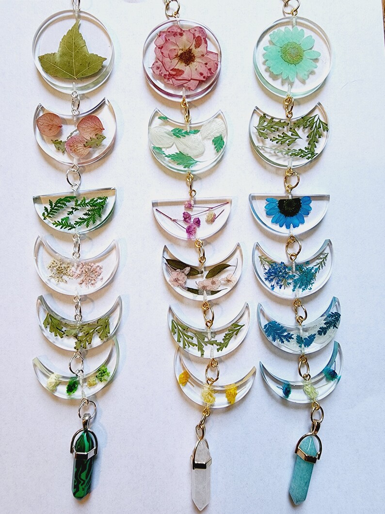 Hanging Moon Phase Decor Dried Flowers Flower Moon Boho Decor - Etsy