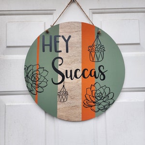 Front Door Decor, Welcome Sign, Door Hanging, Succulent, Home Decor ...