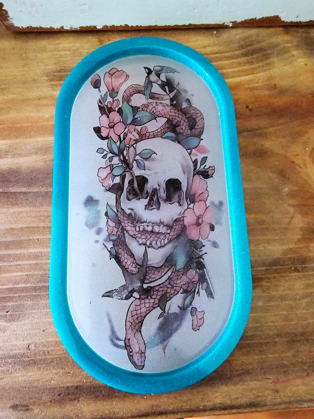 Skull Rolling Tray, Snake Decor,trinket Tray, Skull Decor, Bathroom ...