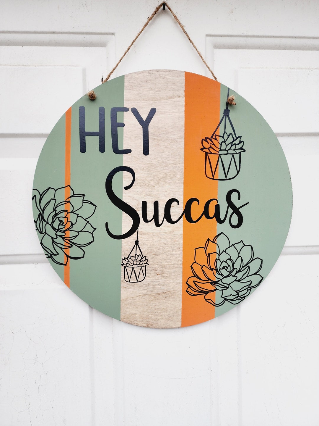 Front Door Decor, Welcome Sign, Door Hanging, Succulent, Home Decor ...
