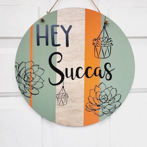 Front Door Decor, Welcome Sign, Door Hanging, Succulent, Home Decor ...