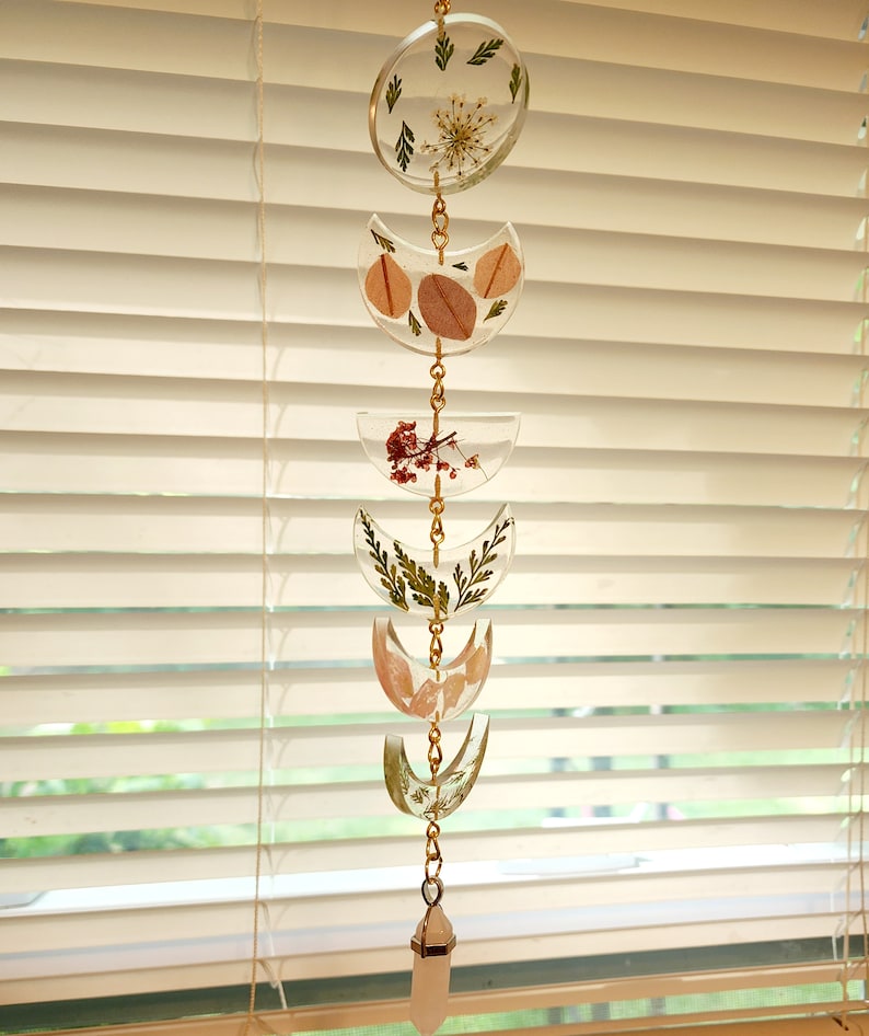 Hanging Moon Phase Decor Dried Flowers Flower Moon - Etsy