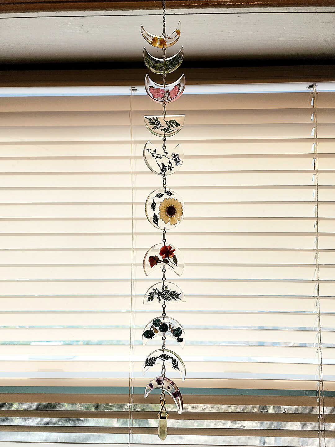 Hanging Moon Phase Decor Dried Flowers Flower Moon Boho Decor Double ...