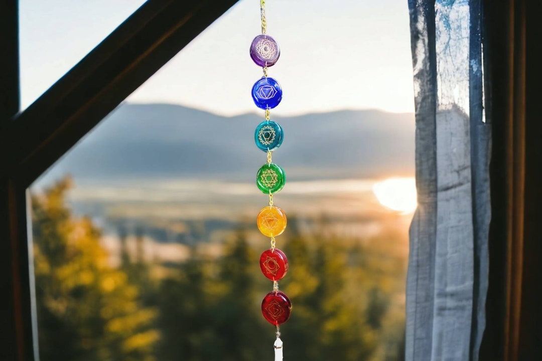 Hanging Resin Chakra Stones, Decor, Balancing Chakra, Yoga Decor ...