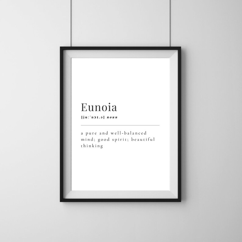 Eunoia Typography, Definition Print, Printable Wall Art, Motivational ...