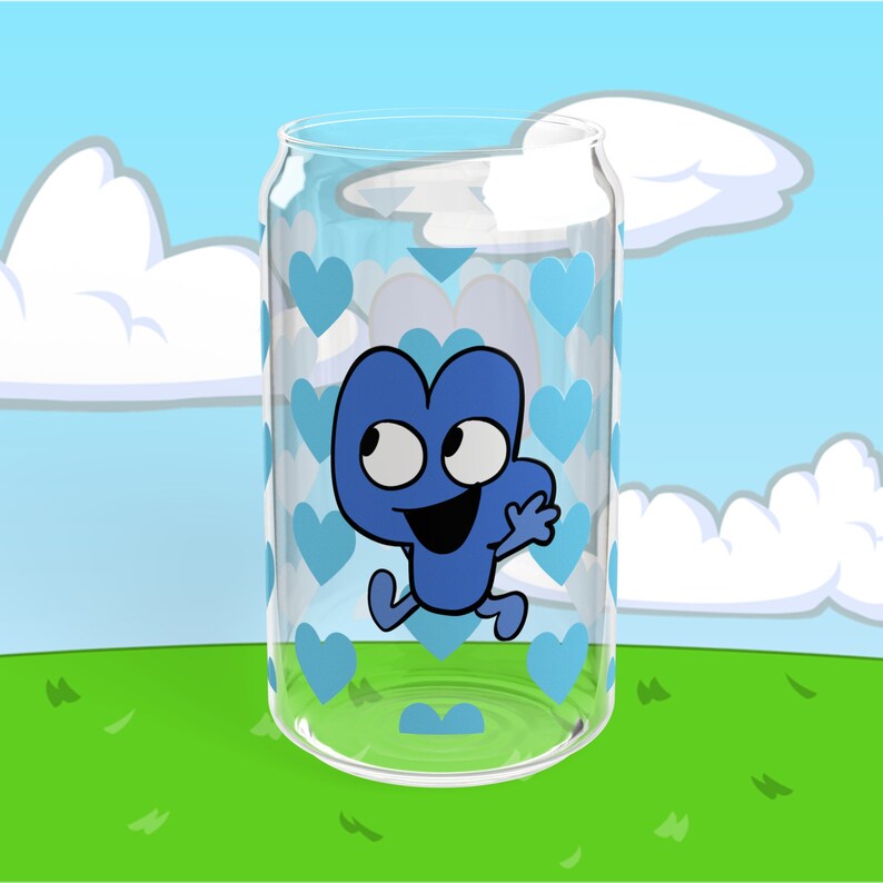 Four Blue Hearts Glass Cup- Battle for Dream Island - Object Shows - Etsy