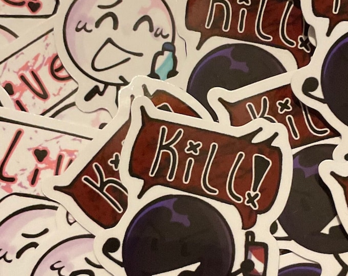 Yin-yang 'live' 'KILL' Meme Keychain or Sticker Set Inanimate Insanity ...