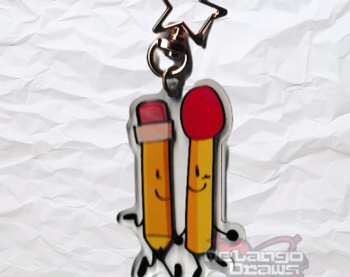 Pencil and Match Acrylic Keychain - BFB / BFDI - Object Show - Etsy