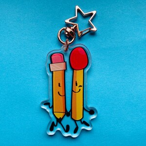Pencil and Match Acrylic Keychain BFB / BFDI Object Show - Etsy