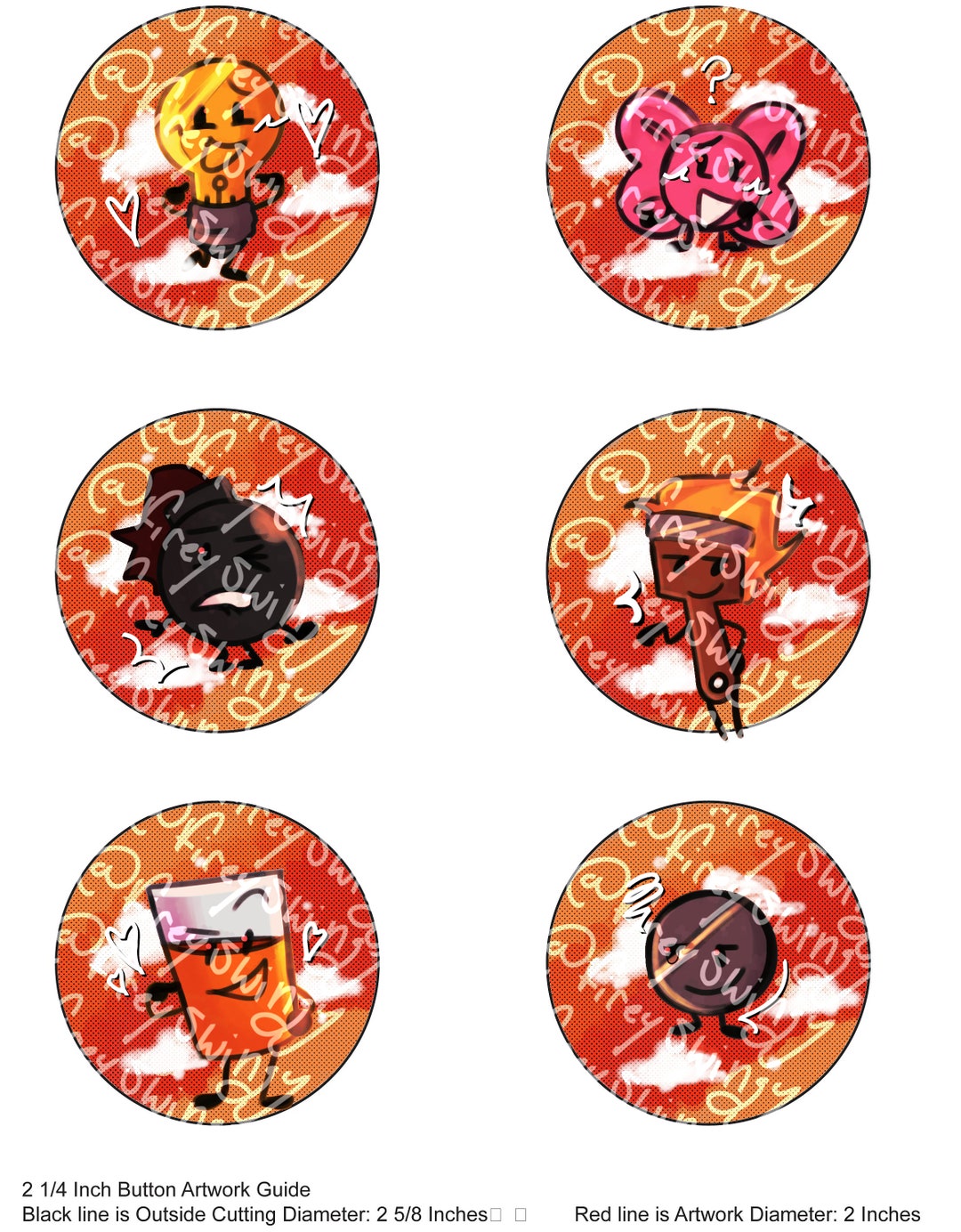 DIY Inanimate Insanity Pin Buttons Template - Etsy