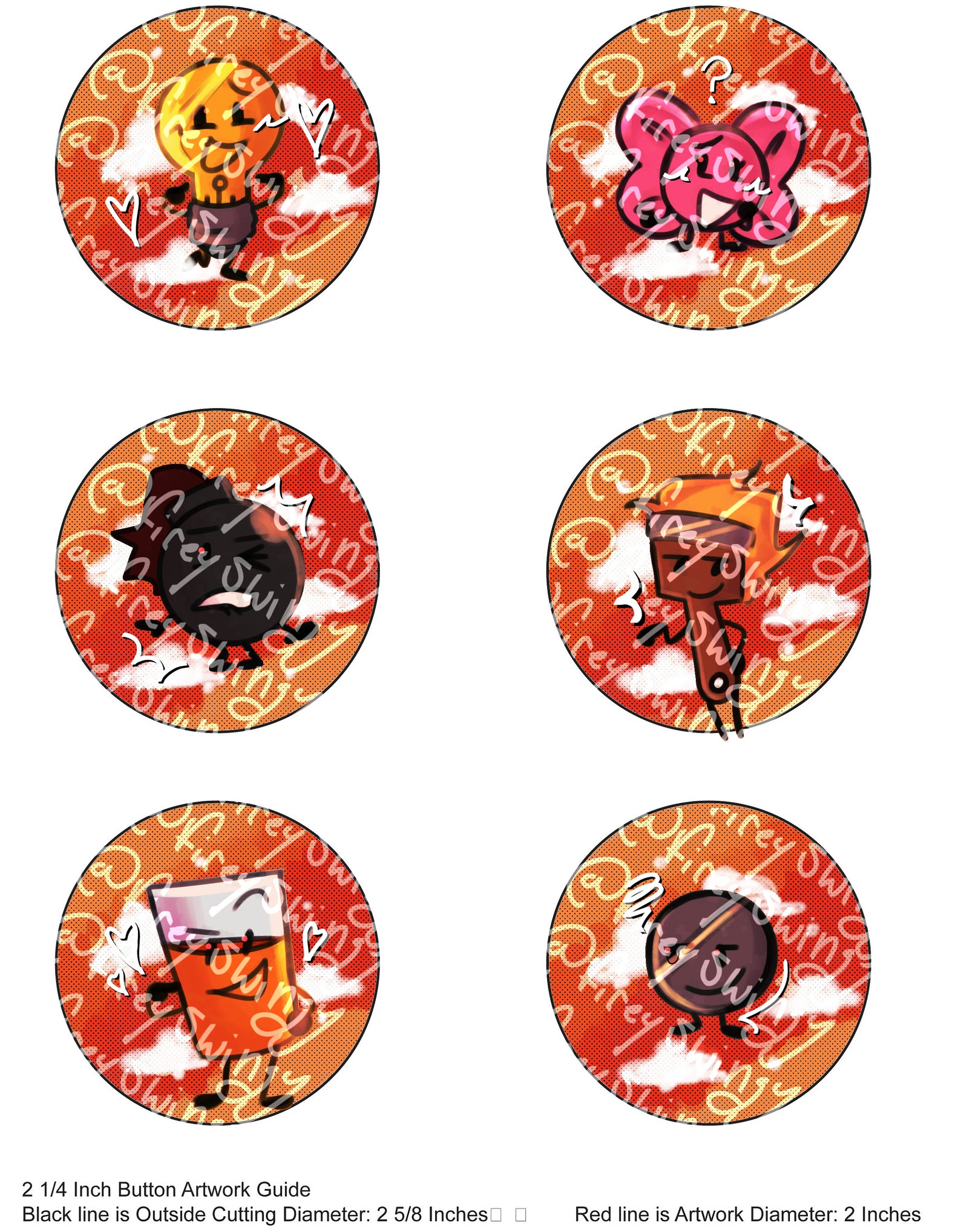 DIY Inanimate Insanity Pin Buttons Template - Etsy