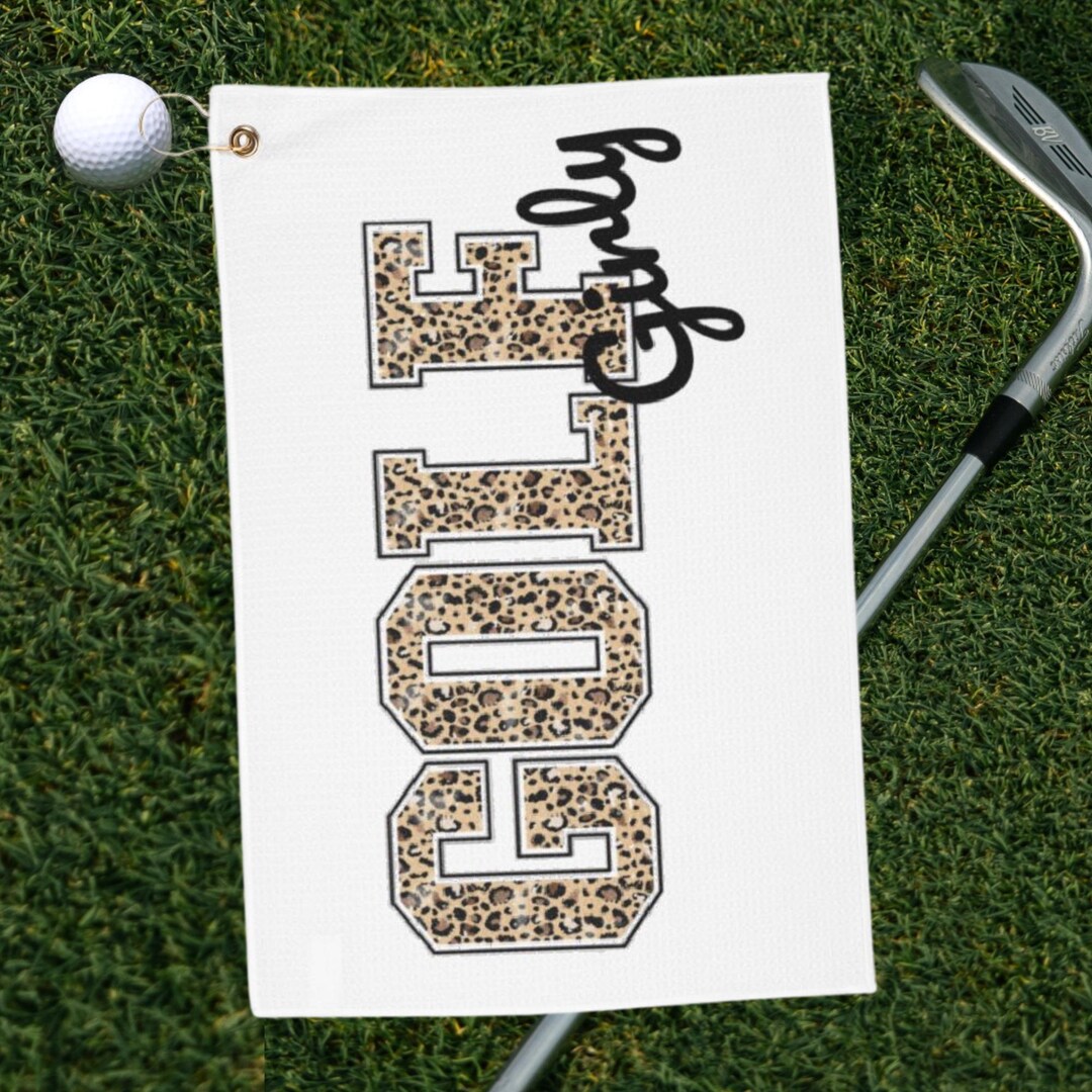 Cheetah Print Ladies Golf Towel Golf Girly Varsity Font Womens Golf ...