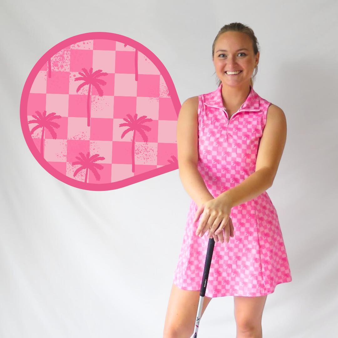 Pink Retro Groovy Checkered Ladies Golf Dress Golf Gift for Women Cute ...