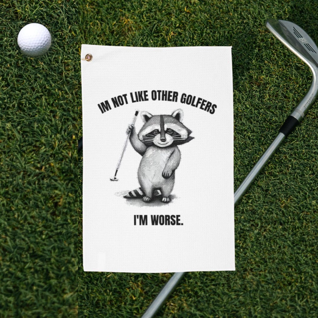 Weirdcore Racoon Meme Golf Towel for Him or Her, Sarcastic Golfing Gift ...