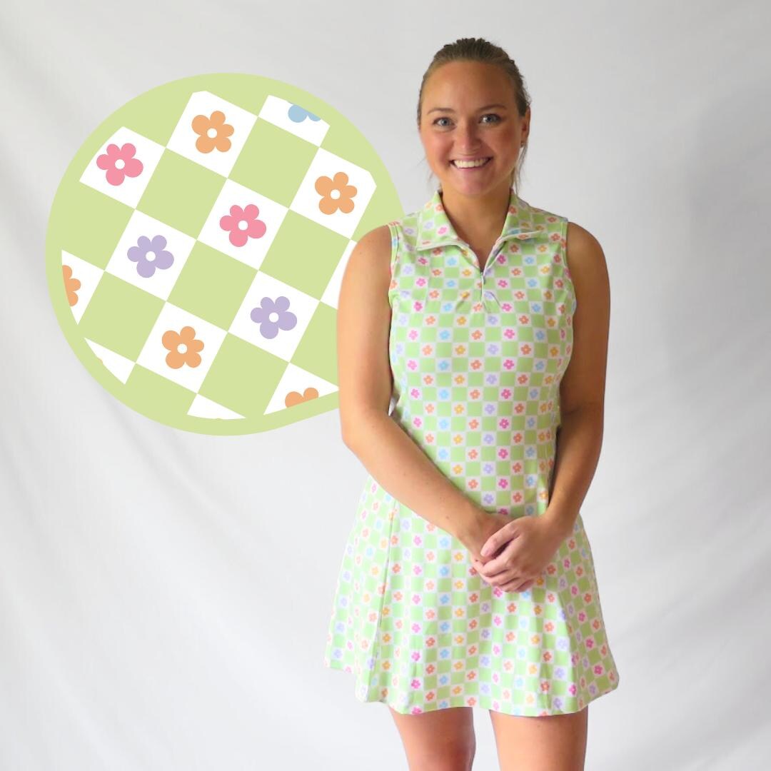Green and White Floral Checkered Ladies Golf Dress Golf Gift for Women ...