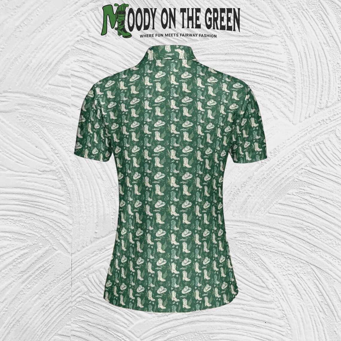 Western Cowgirl Golf Polo for Ladies, Yeehaw Boots and Hat Green ...