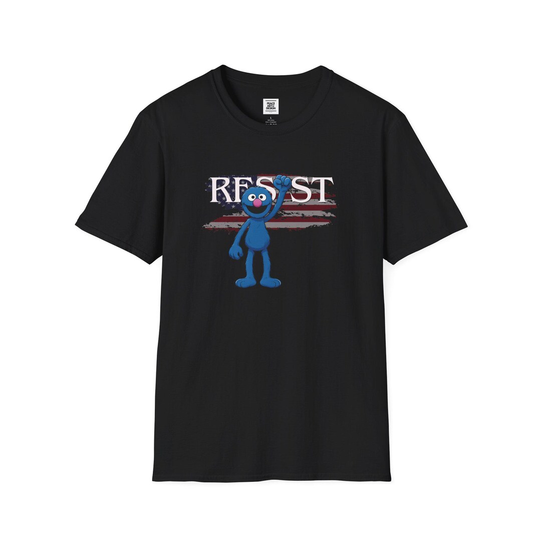 Resist With Blue Cartoon Character T-shirt | Distressed Flag Graphic - Etsy