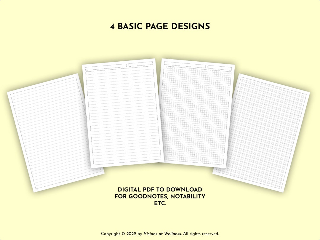 Basic PDF Pages Instant Download for Goodnotes, Notability and All ...
