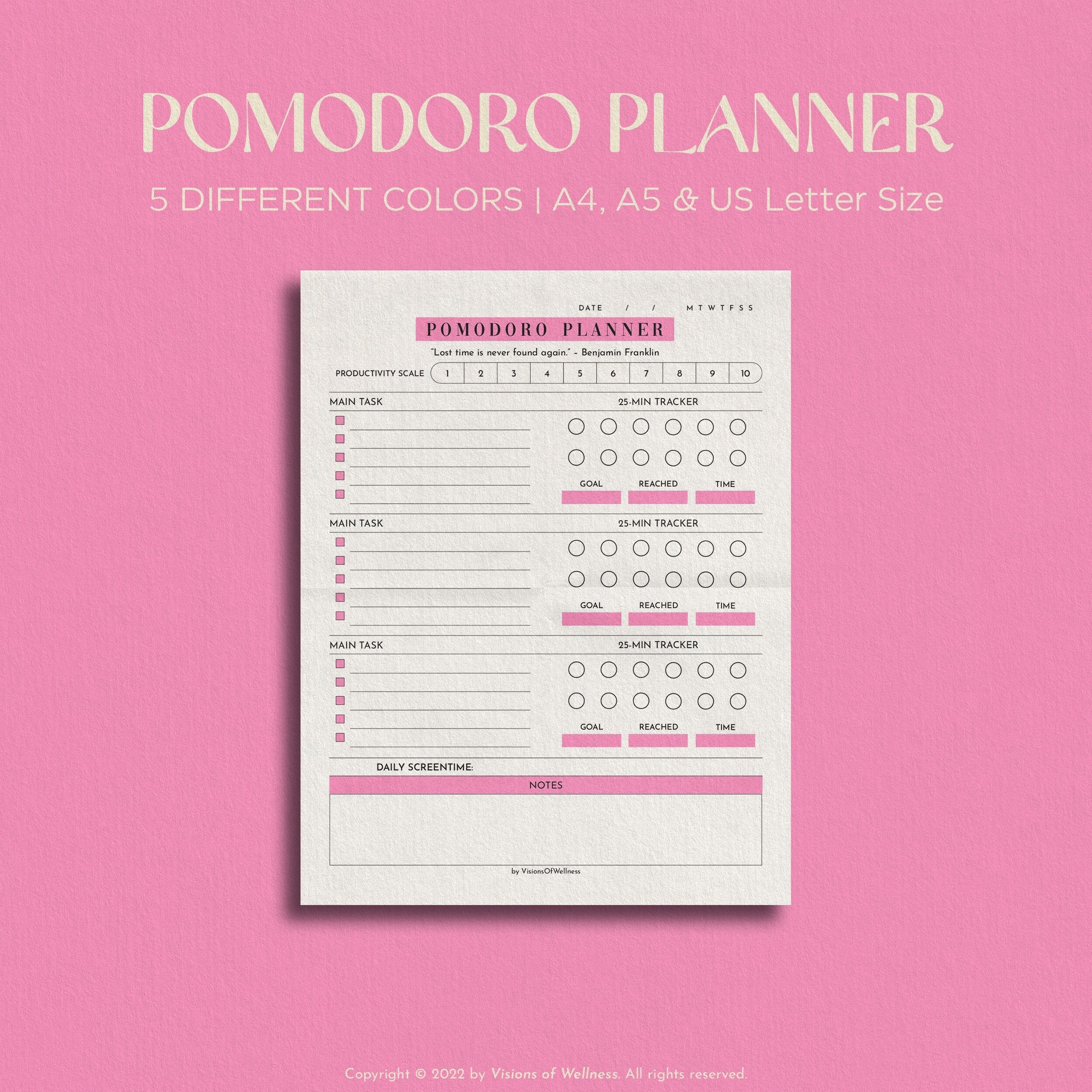Ultimate Pomodoro Planner: Boost Your Productivity | A4, A5, US Letter ...