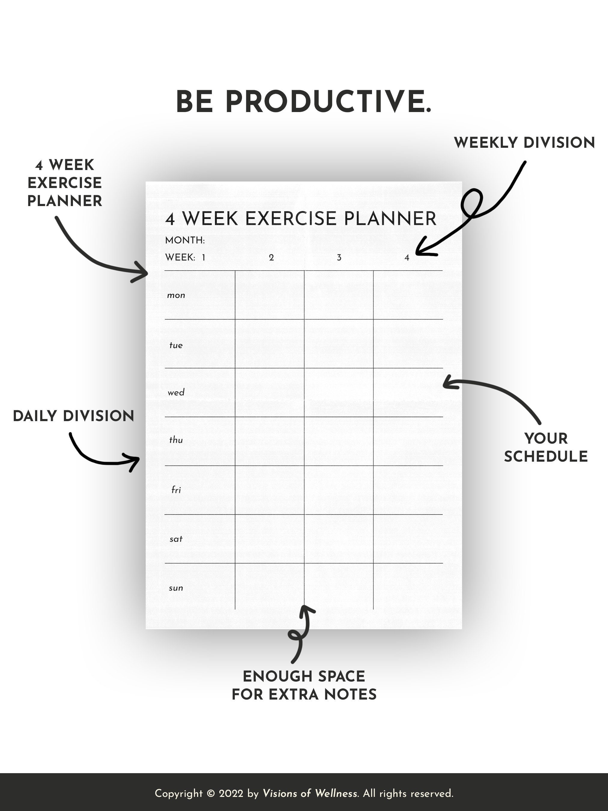 4-week Exercise Planner: Printable and Digital Planner to Achieve Your ...