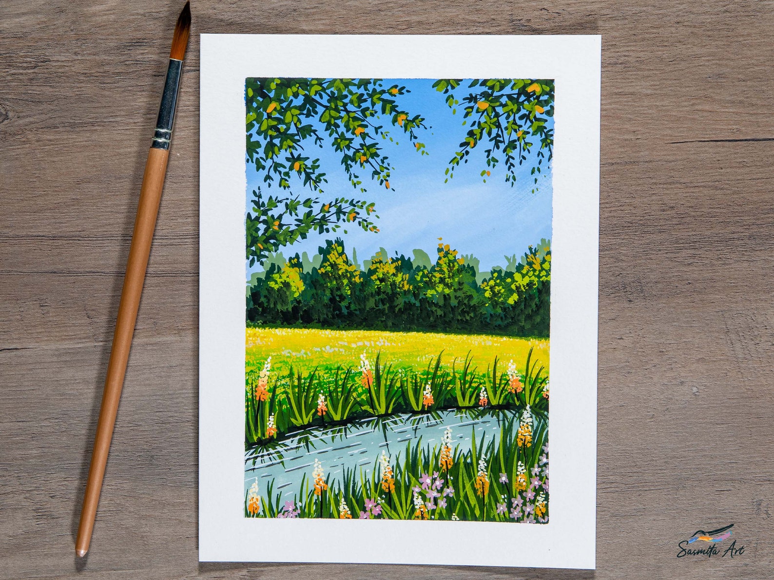 Nature's Symphony - Gouache Painting - Landscape Painting / Original ...