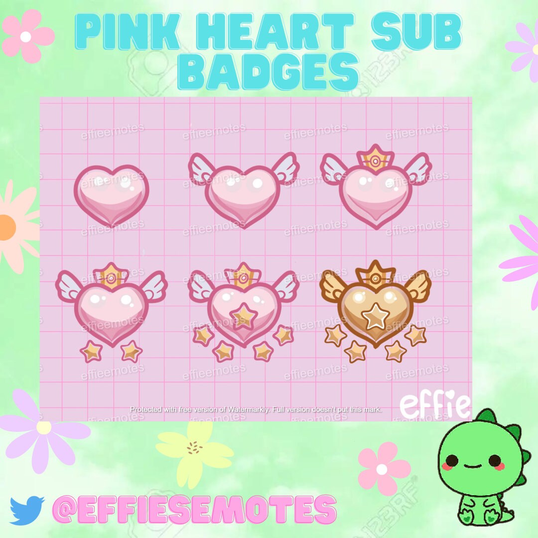 Pink Heart Sub Badges for Twitch, Youtube, or Discord - Etsy