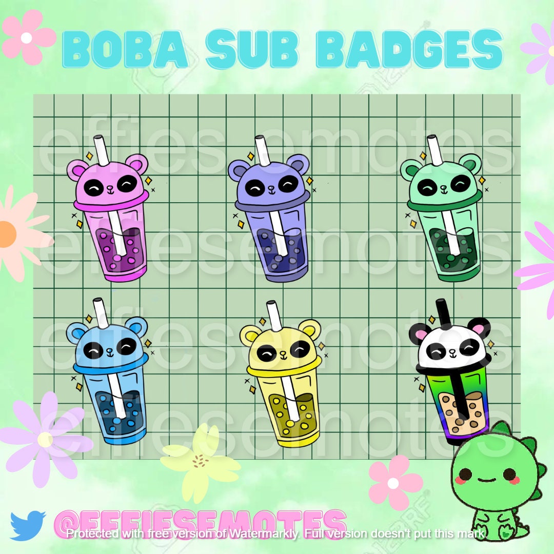 6 X Panda Boba Badges for Discord, Twitch, and Youtube - Etsy