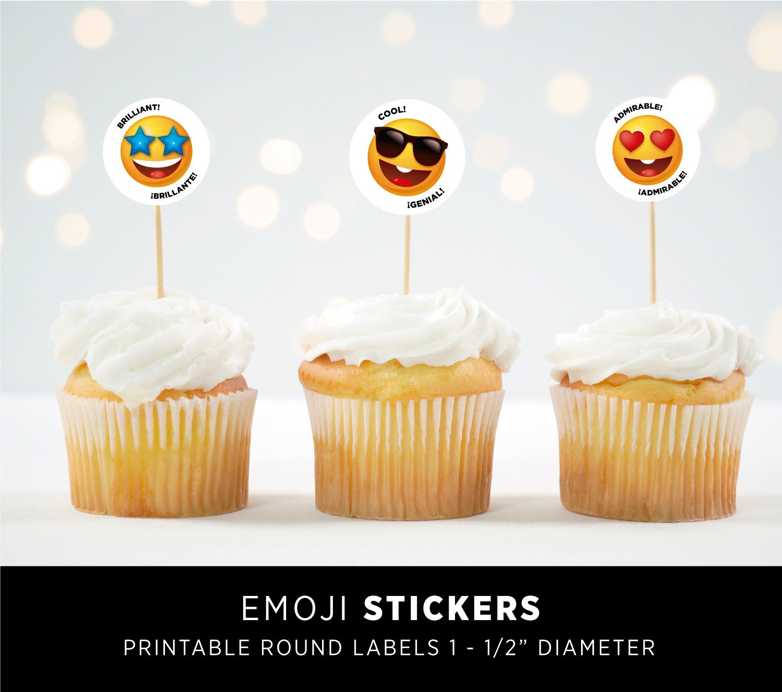 Printable emoji Round Sticker PDF Easy DIY Printing at Home or Copy ...