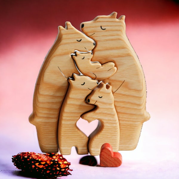Wooden Bear Family - Etsy